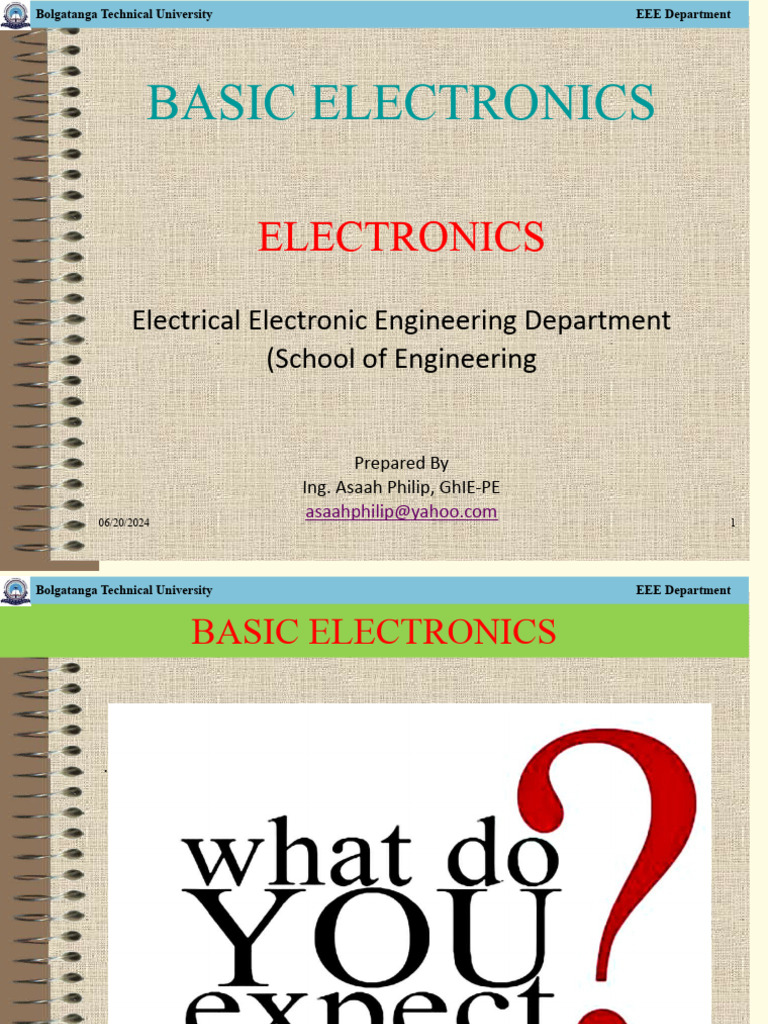 Basic Electronics - Lecture | PDF | P–N Junction | Field Effect Transistor