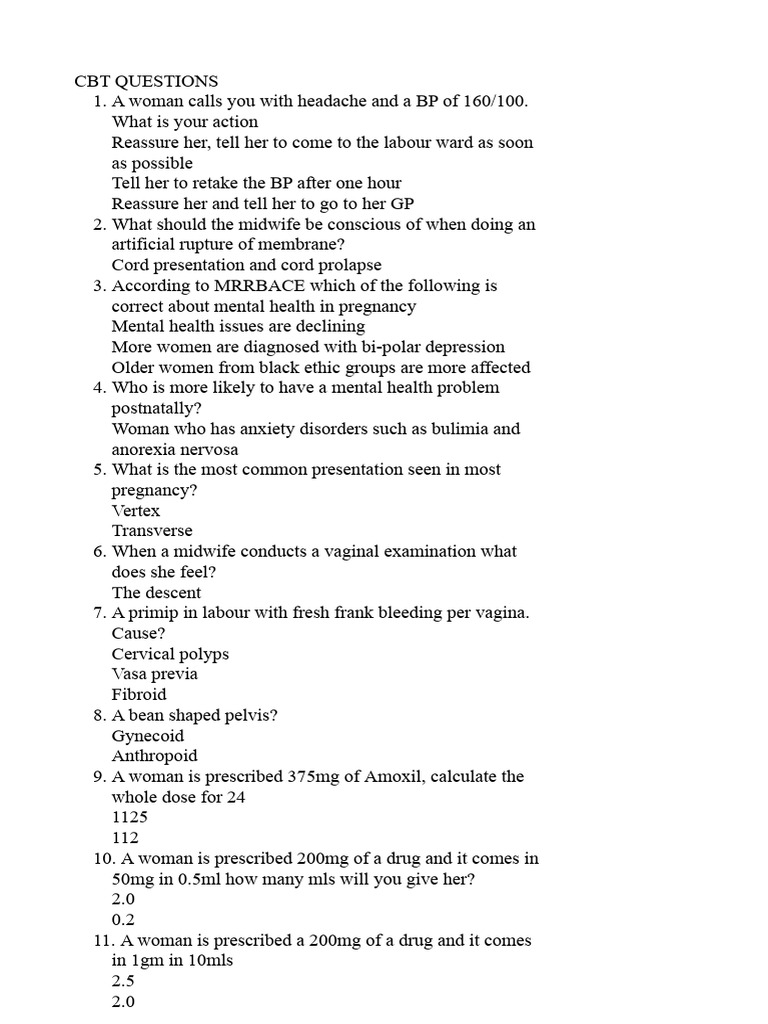 CBT RM NMC - 1 | PDF | Childbirth | Pregnancy