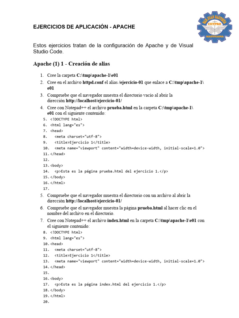 Ejercicios de Aplicación - Apache | PDF | Archivo de computadora | Php