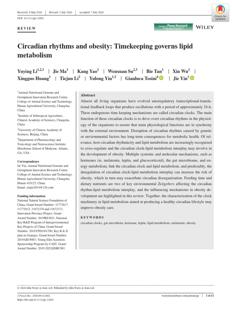 Circadian Rhythms and Obesity | PDF | Clock | Circadian Rhythm