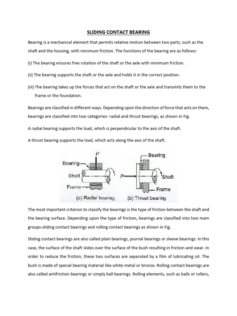 Sliding Contact Bearing | PDF | Bearing (Mechanical) | Friction