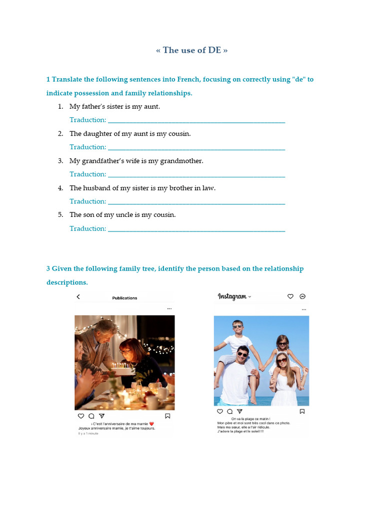 French Family Relationship Exercises | PDF | Language Arts & Discipline