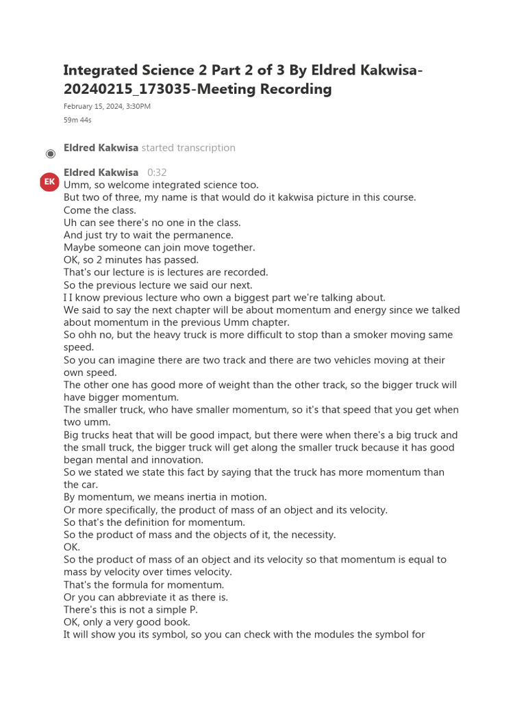 Integrated Science 2 Part 2 of 3 by Eldred Kakwisa | PDF | Momentum ...