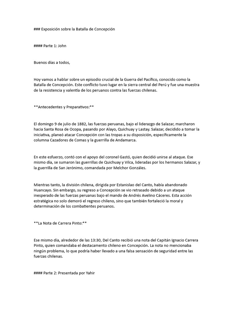Exposición Sobre La Batalla de Concepción | PDF | Batallas | Militar