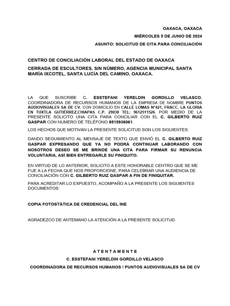 Carta de Solicitud de Documentacion | PDF | Derecho