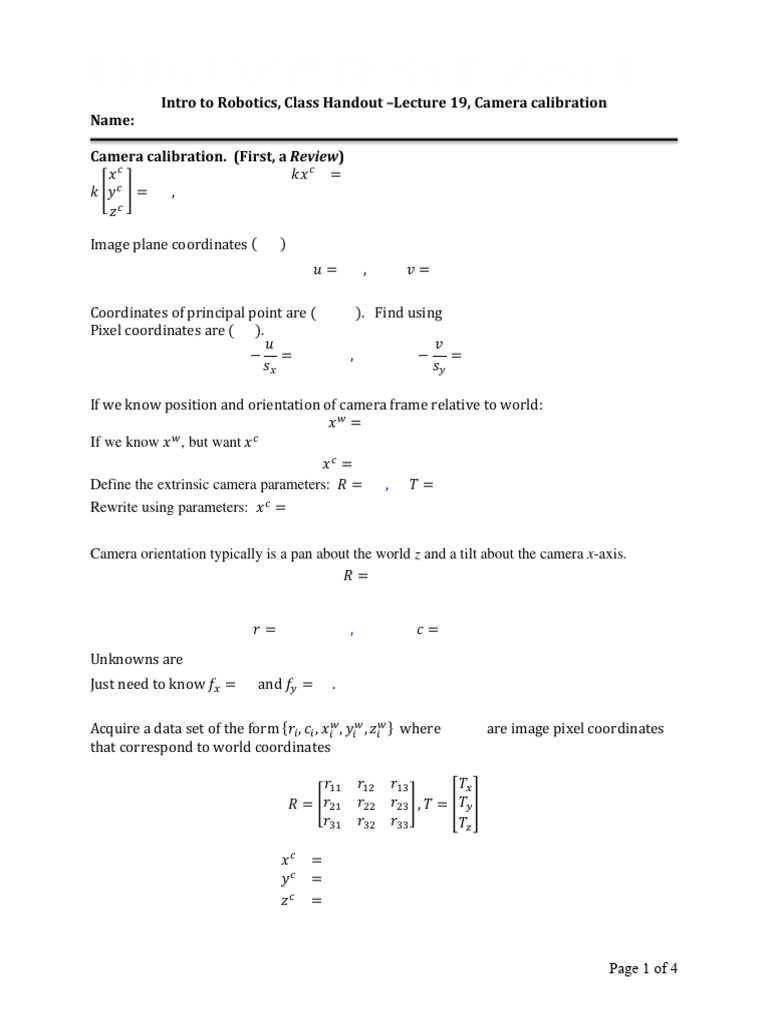 Ws 19 Introrobots | PDF | Applied Mathematics | Computer Vision