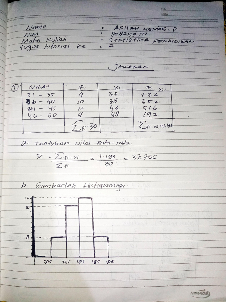 Tugas Tutorial 2 Statistika Pendidikan | PDF