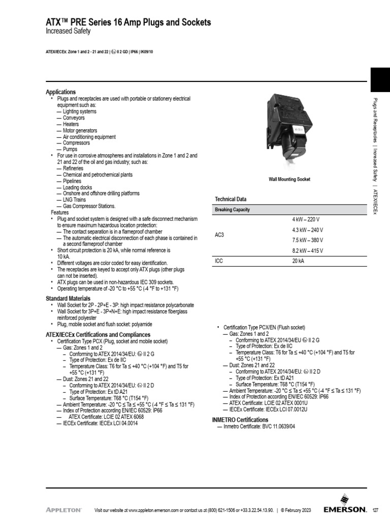 ATX™ PRE Series 16 Amp Plugs and Sockets: Increased Safety | PDF | Ac Power Plugs And Sockets ...