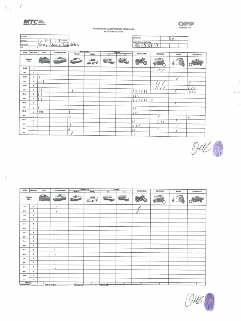 Formato de Clasificacion Vehicular Estudio de Trafico E5 | PDF