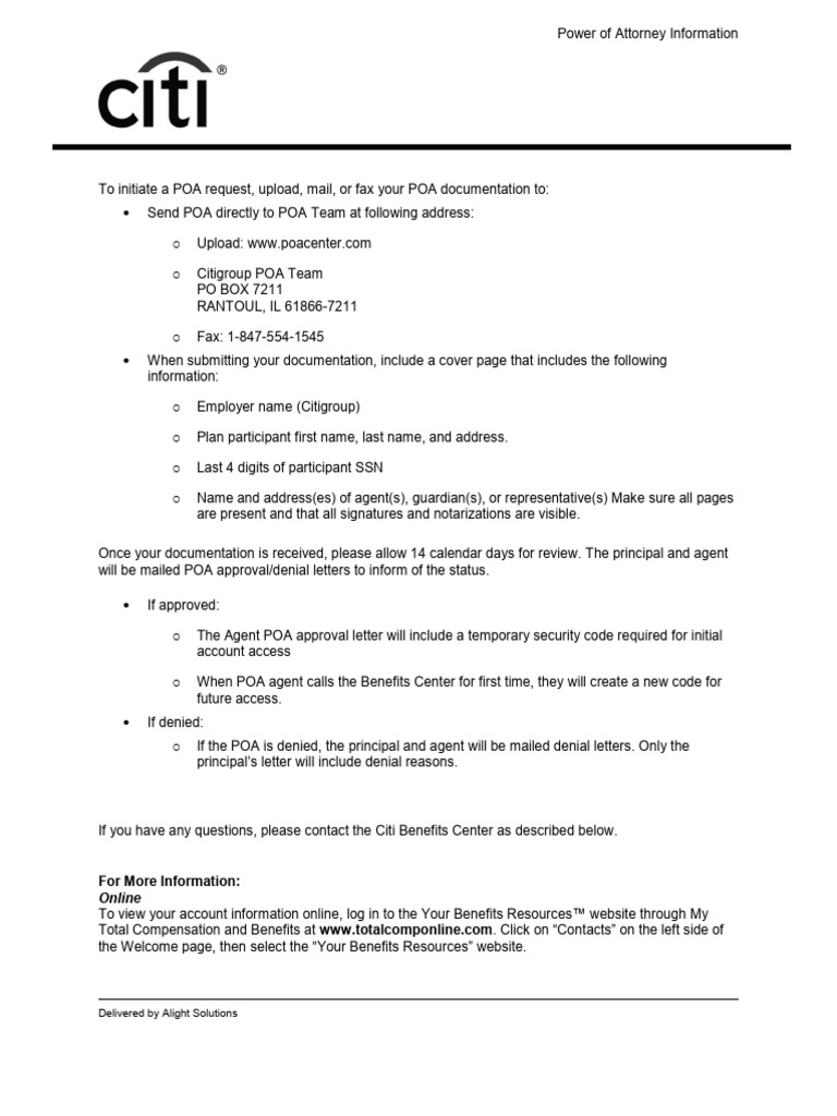 Citigroup Power of Attorney Process Guide | PDF