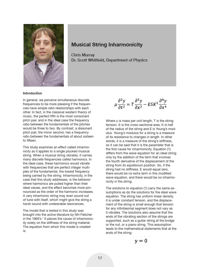Musical String Inharmonicity Chris Murray | PDF | Harmonic | Piano