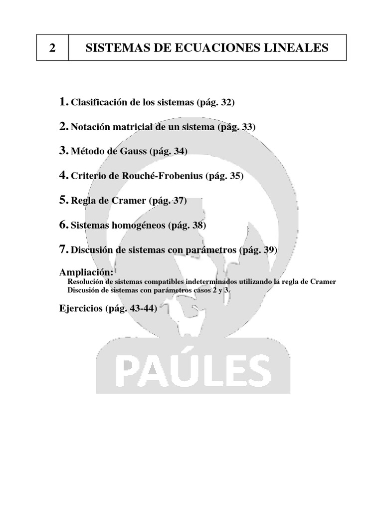 1 2 Sistemas de Ecuaciones Lineales Teoría | PDF | Sistema de ecuaciones lineales | Ecuaciones