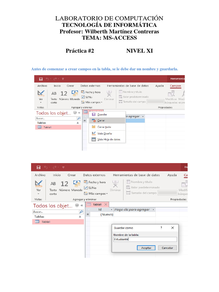 Guía MS-Access: Creación y Tipos de Datos | PDF | Bases de datos ...