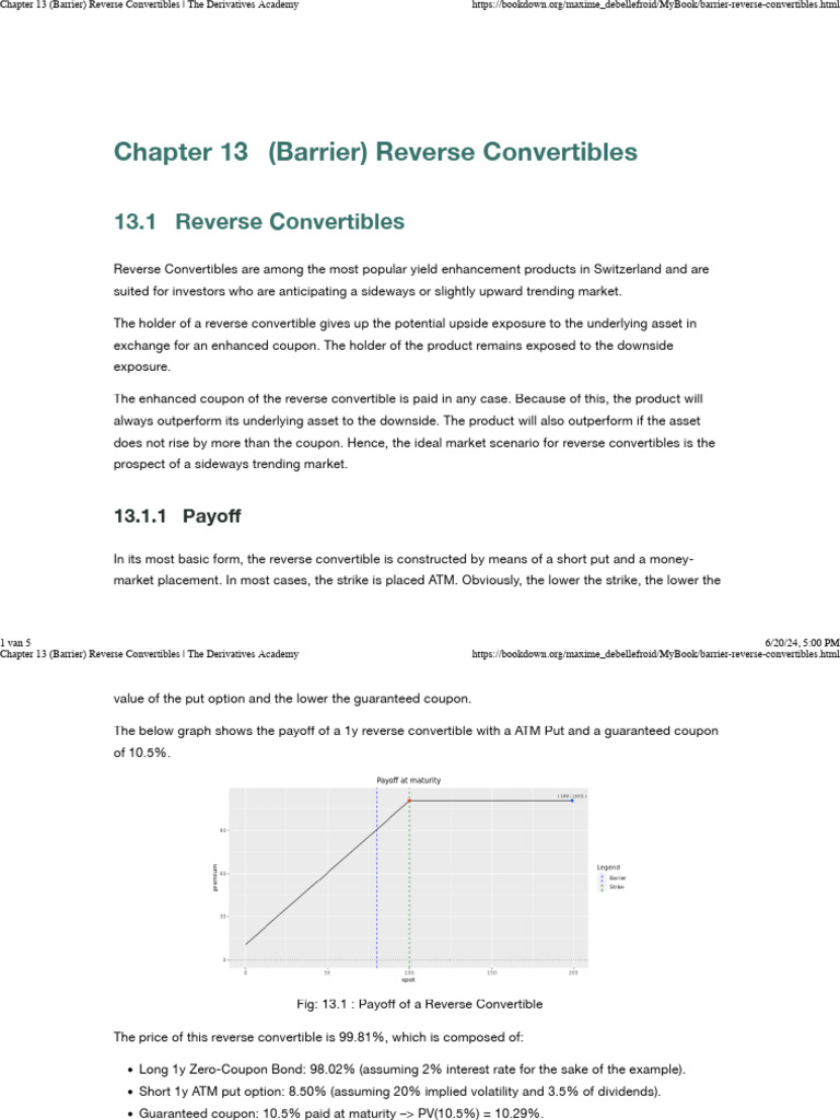 Chapter 13 (Barrier) Reverse Convertibles | PDF | Derivative (Finance ...