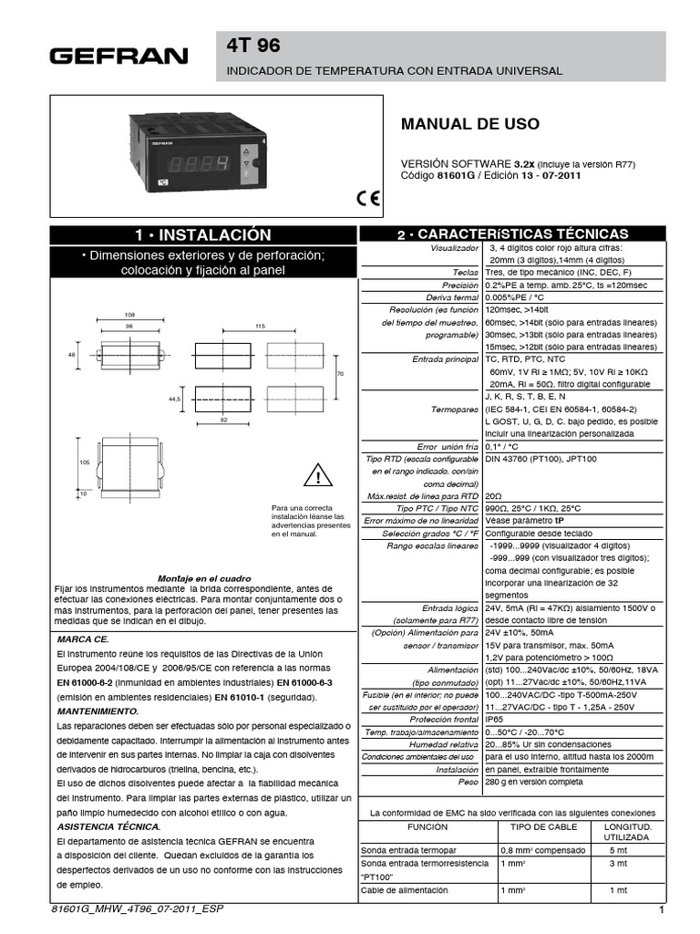 Panel Gefran 4T-96-4 | PDF