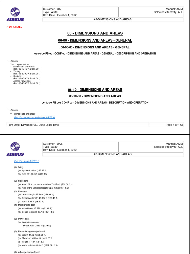 A330 - Chapter 06 Dimensions and Areas | PDF | Flap (Aeronautics ...