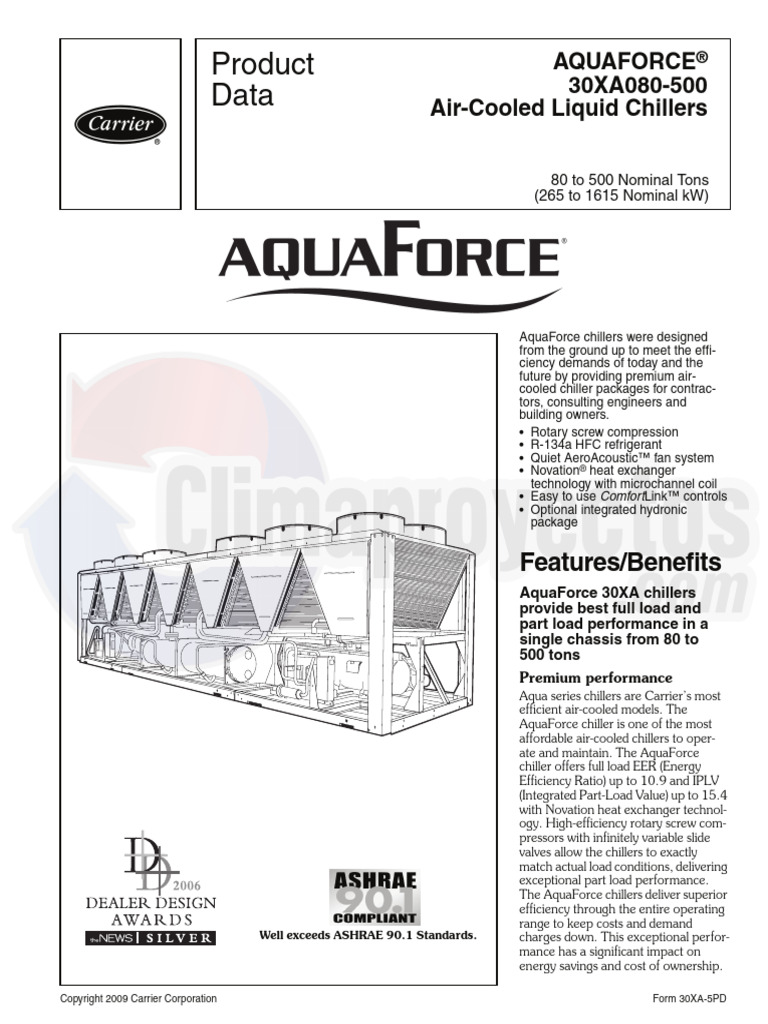 Carrier AquaForce 30XA Chiller Overview | PDF | Heat Exchanger | Pump