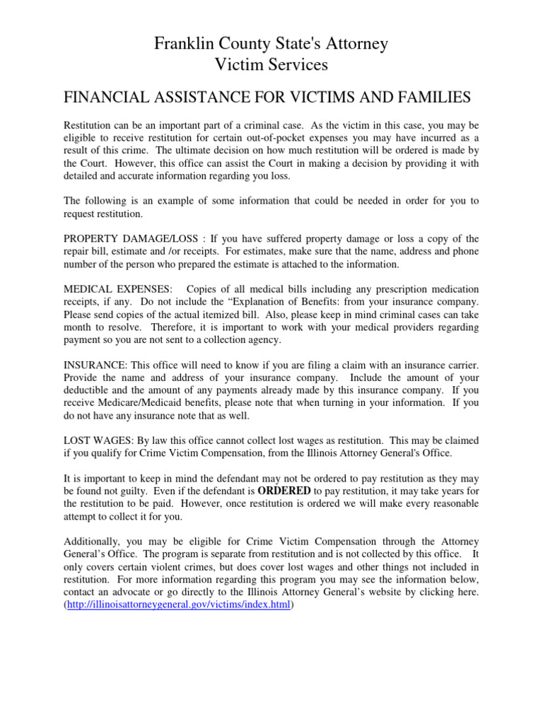 SA Financial Assistance For Victims | PDF | Insurance | Damages