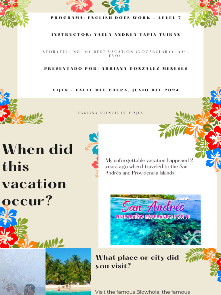 My Best Vacation (Vocabulary) - AA1-EV01. | PDF