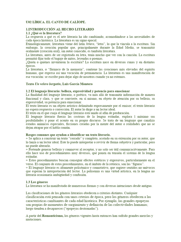 U02 Lírica | PDF | Romanticismo | Autor