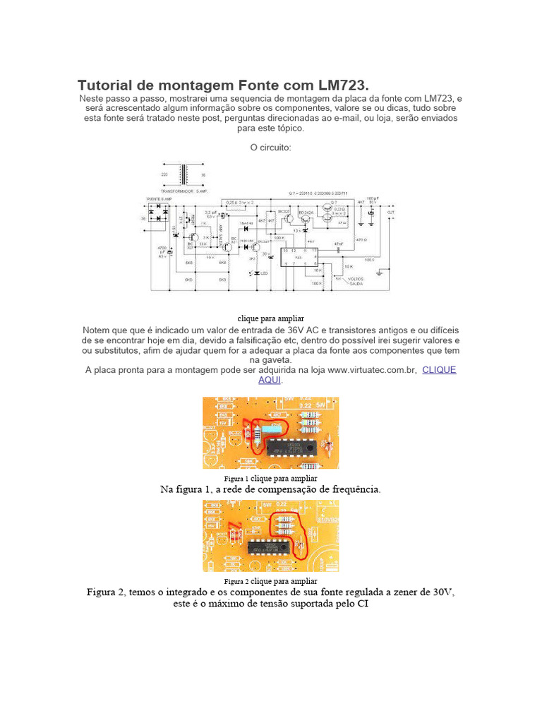Tutorial de Montagem Fonte Com LM723 | PDF | Rede elétrica | Resistor