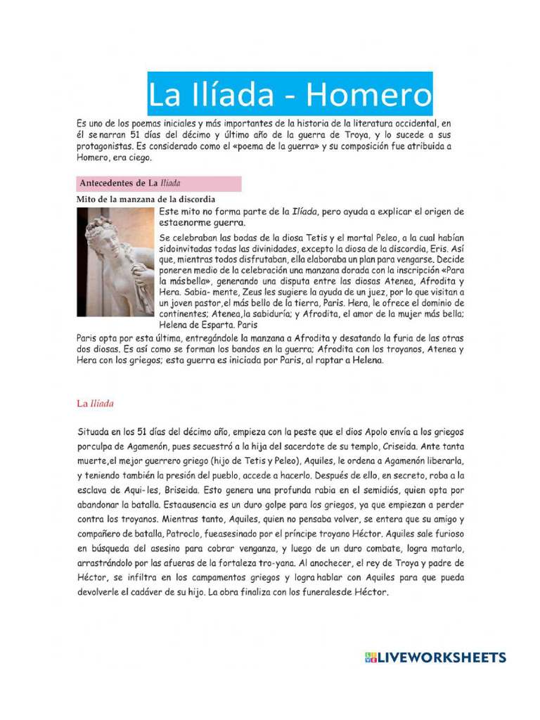 La Iliada de Homero | PDF