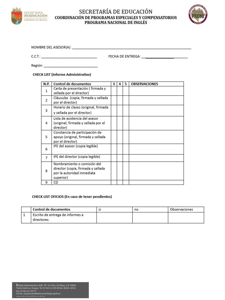 CHEK LIST 2022 | PDF