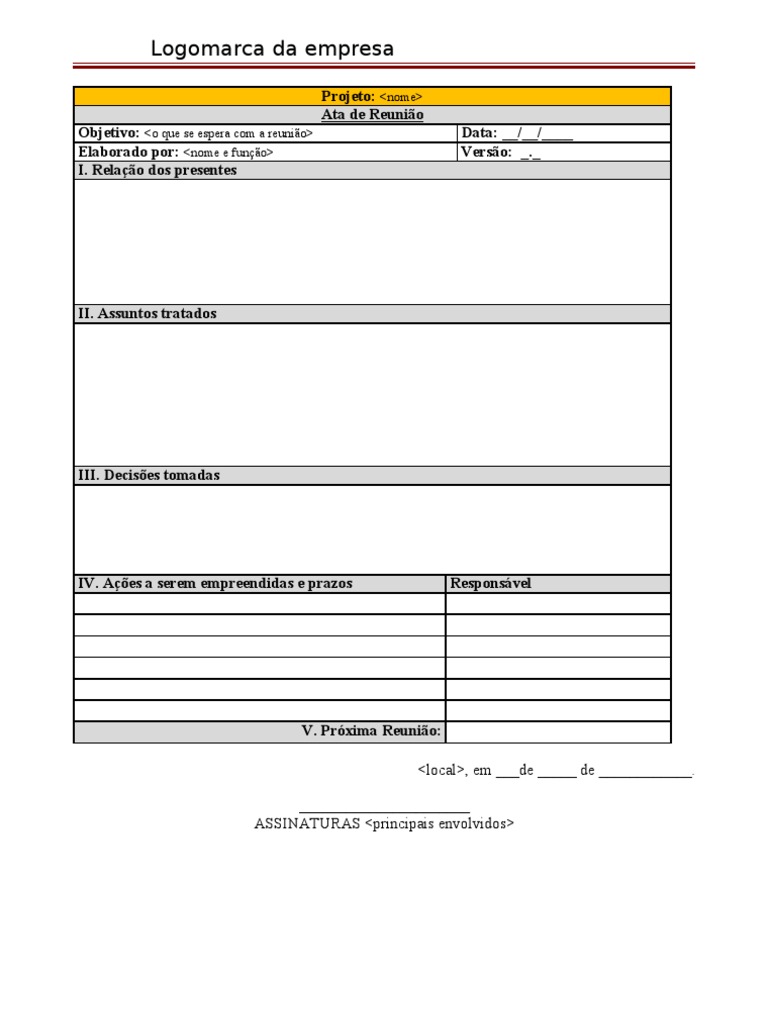 Modelo de Ata de Reuniao - Basic Method Ware