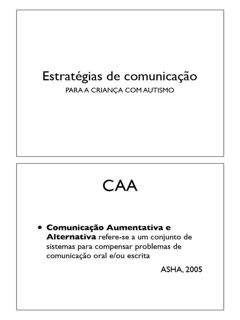 Estratégias de CAA para Crianças com Autismo | PDF | Comunicação ...