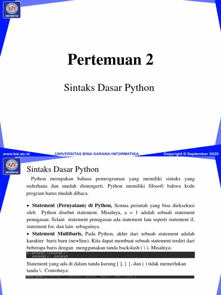Sintaks Dasar dan Tipe Data Python | PDF
