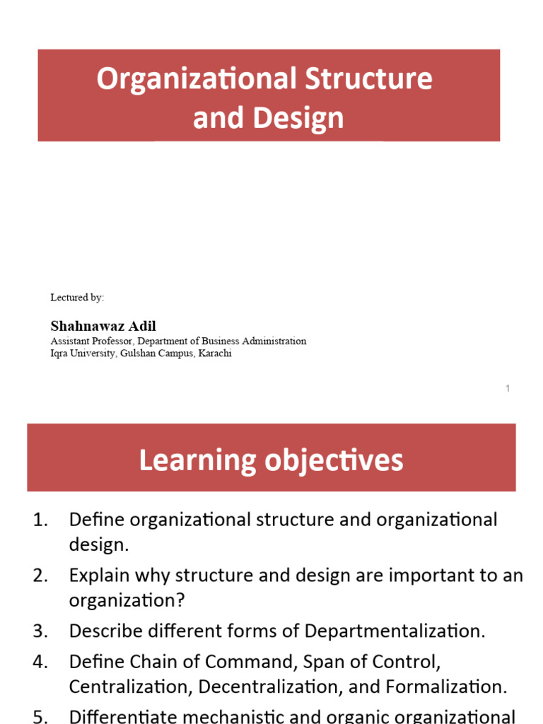 Lecture 2 Intro To Org Structure and Design | PDF | Organizational ...