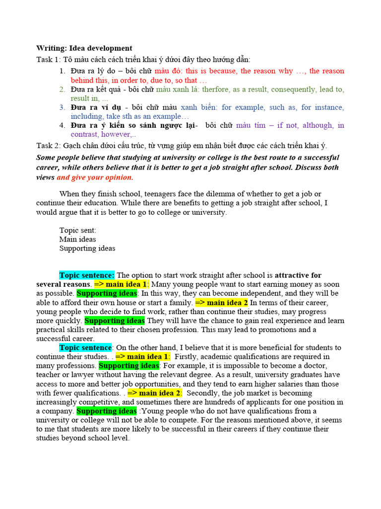 Idea Development Handout | PDF | Profession | Teachers