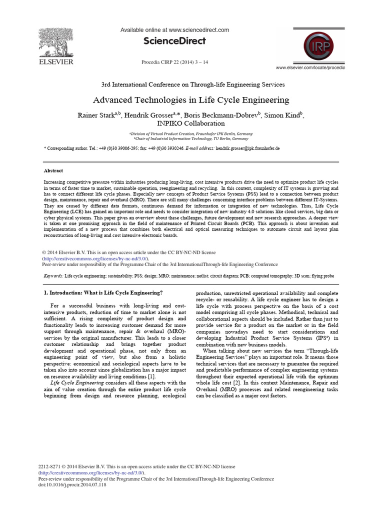 Advanced Technologies In Life Cycle Engineering Download Free Pdf 2421
