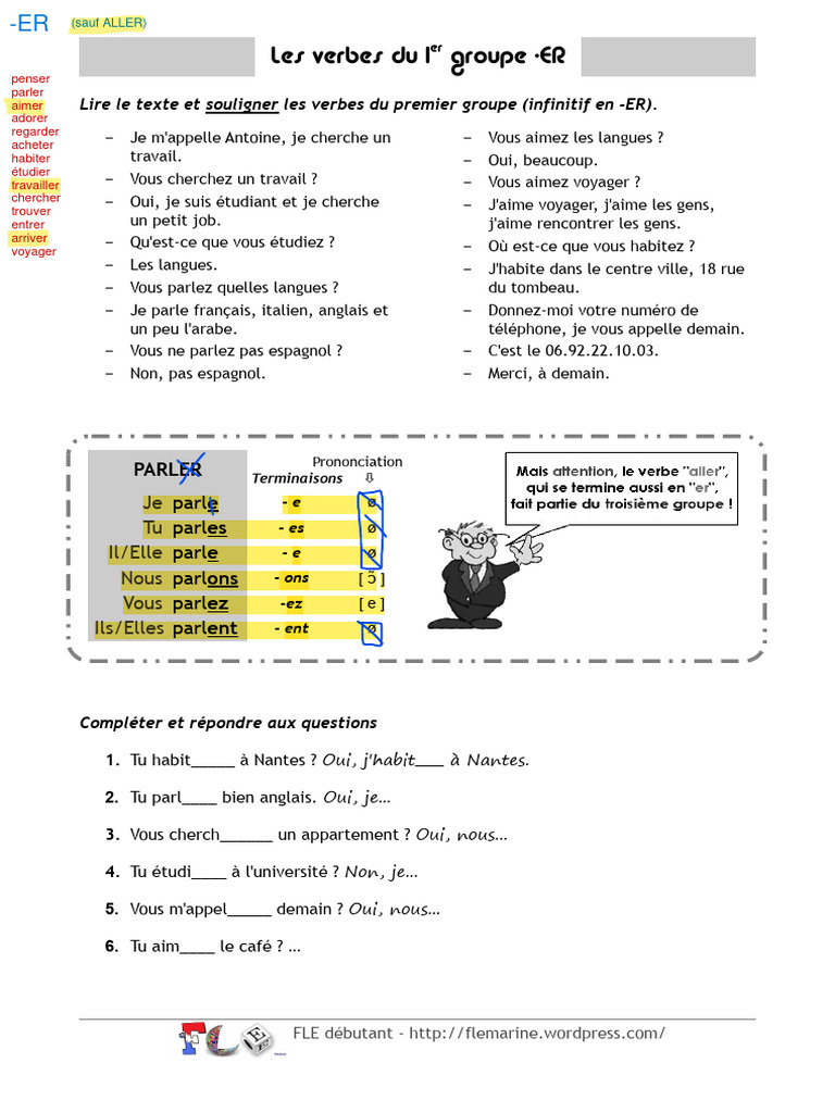 Verbes du 1er groupe en -ER | PDF | Langues | Études des langues étrangères