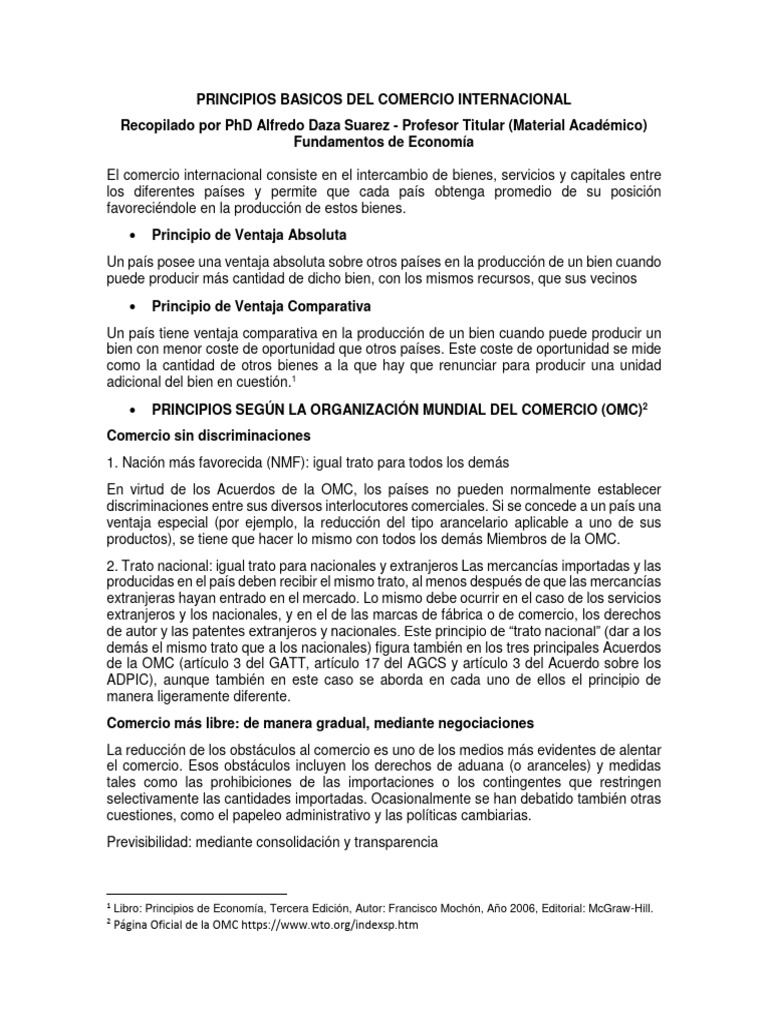 Principios Basicos Del Comercio Internacional Semana 13 | PDF | Organización de Comercio Mundial ...