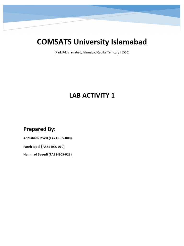 COMSATS University Islamabad | PDF | Subtraction | Integer (Computer ...