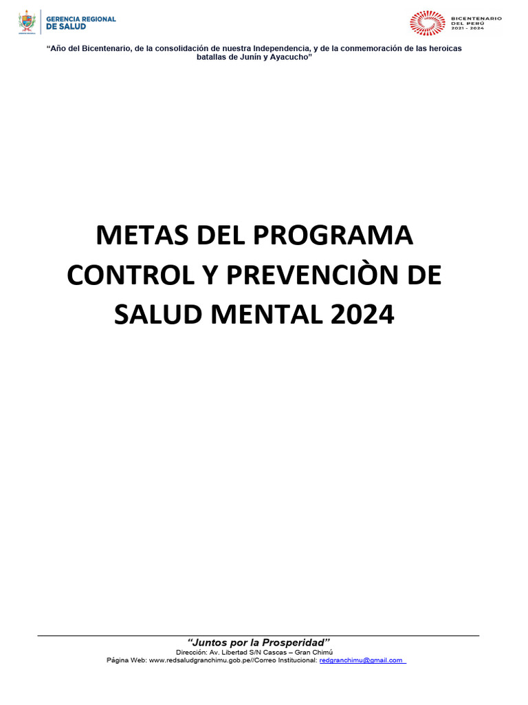 Metas 2024 PPR 0131 Salud Mental | PDF | Alcoholismo | Medicina CLINICA