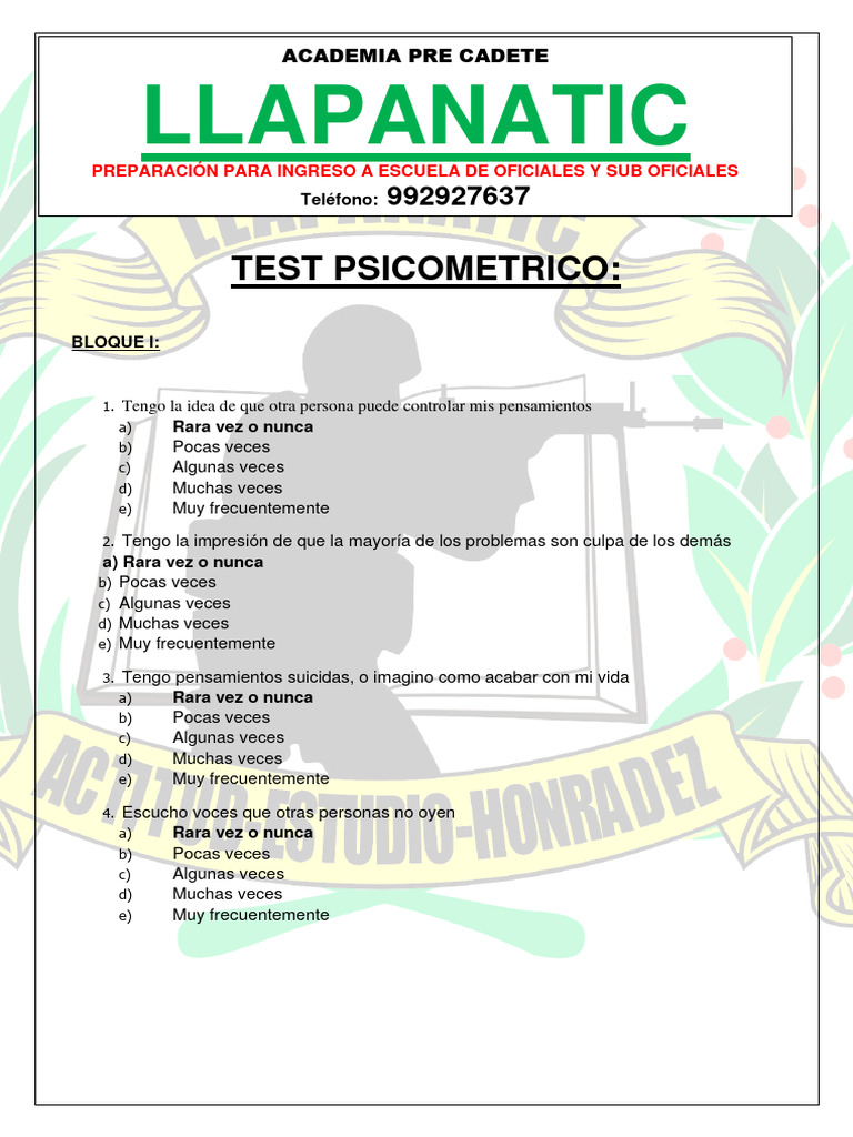 Psicometrico 13-12-2021 | PDF