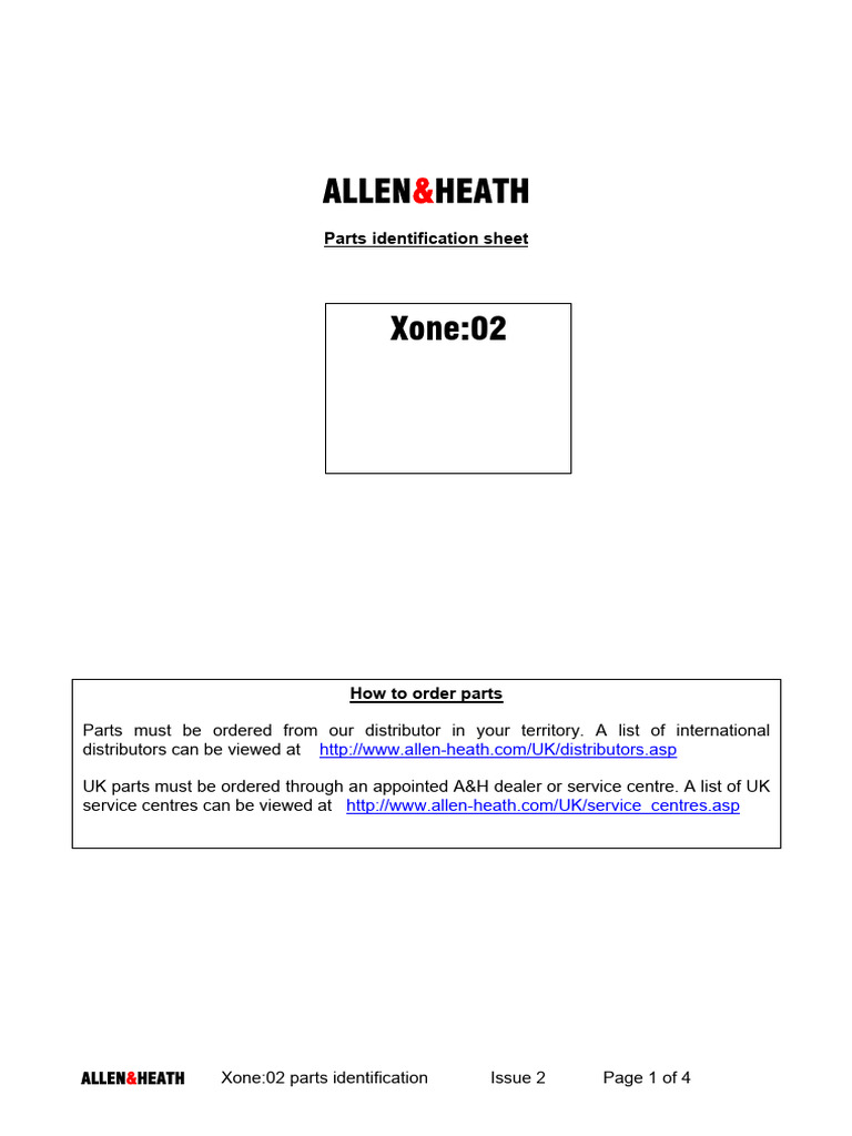 Xone:02 Parts Guide for Distributors | PDF | Sound Production ...