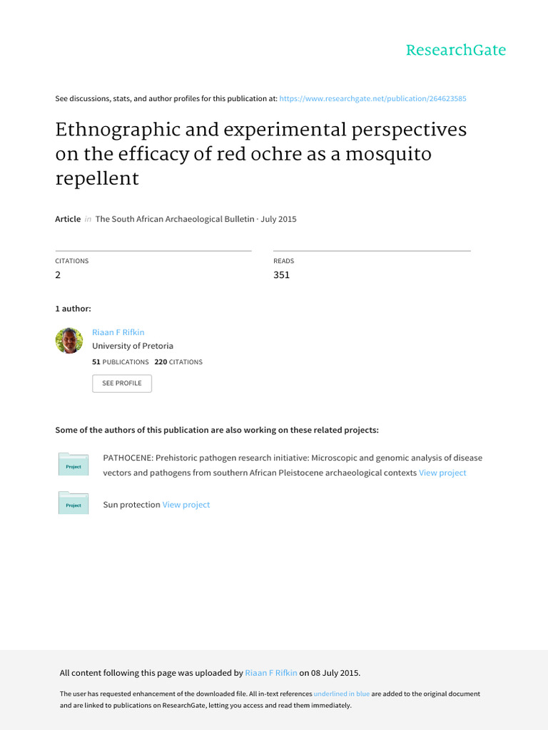 Efficacy of Red Ochre as Mosquito Repellent | PDF | Malaria | Experiment