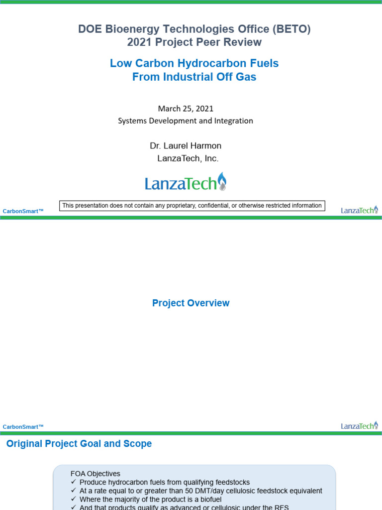 Presentación Lanza Tech | PDF | Biofuel | Fuels