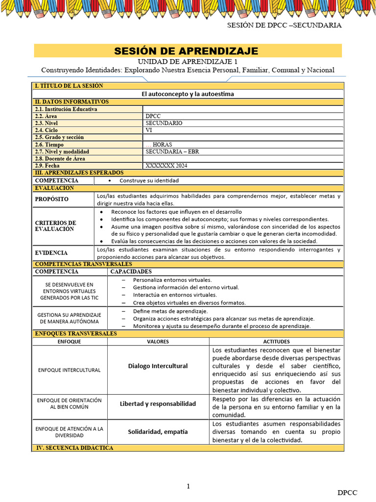 2º Ses Act 2 - Dpcc 2024 | PDF | Aprendizaje | Evaluación