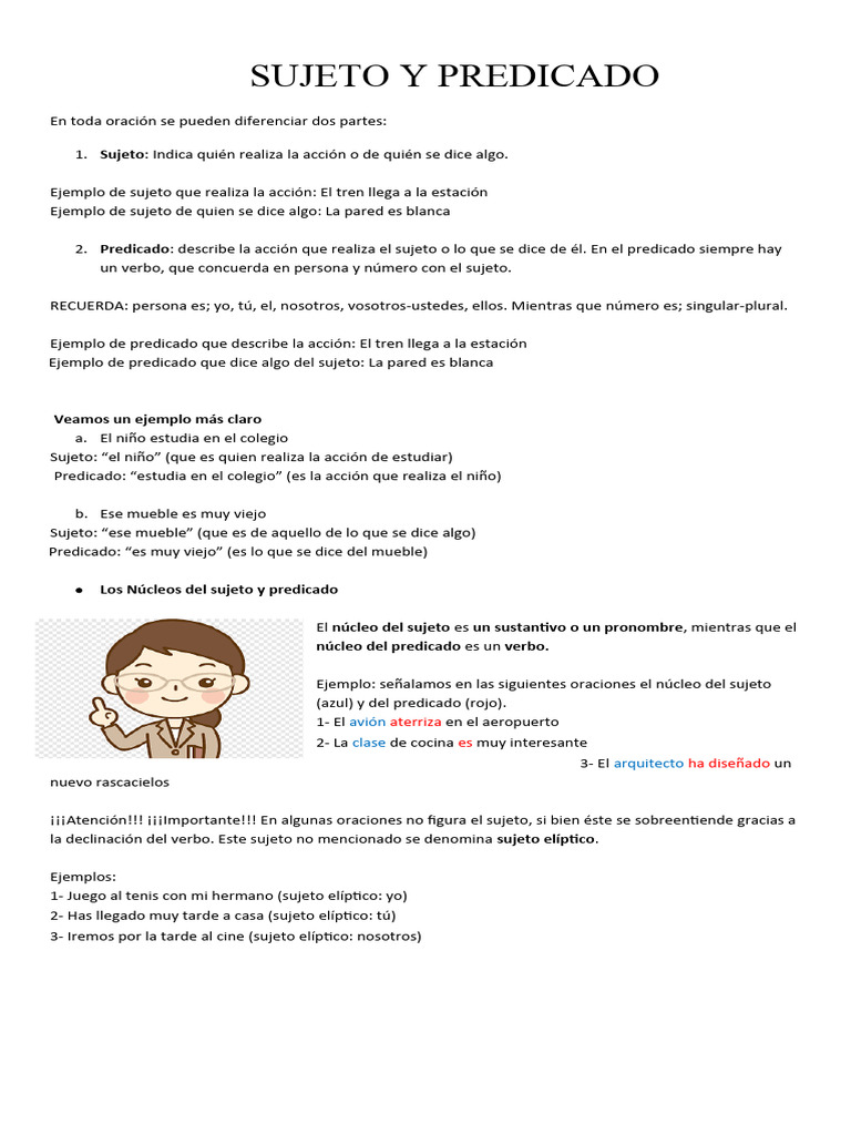 Sujeto y Predicado 2 | PDF | Asunto (gramática) | Predicado (Gramática)