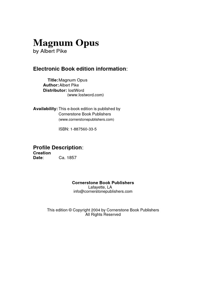 Albert Pike - Magnum Opus | PDF | Freemasonry | Thou