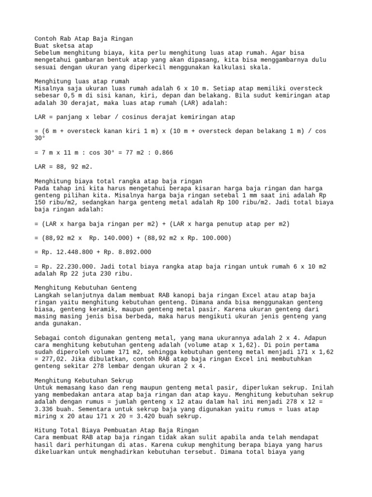 Hitung Rangka Baja Ringan | PDF