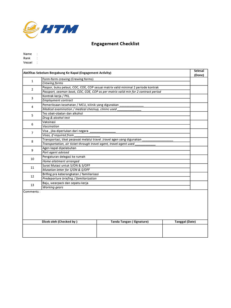 Engagement Checklist | PDF