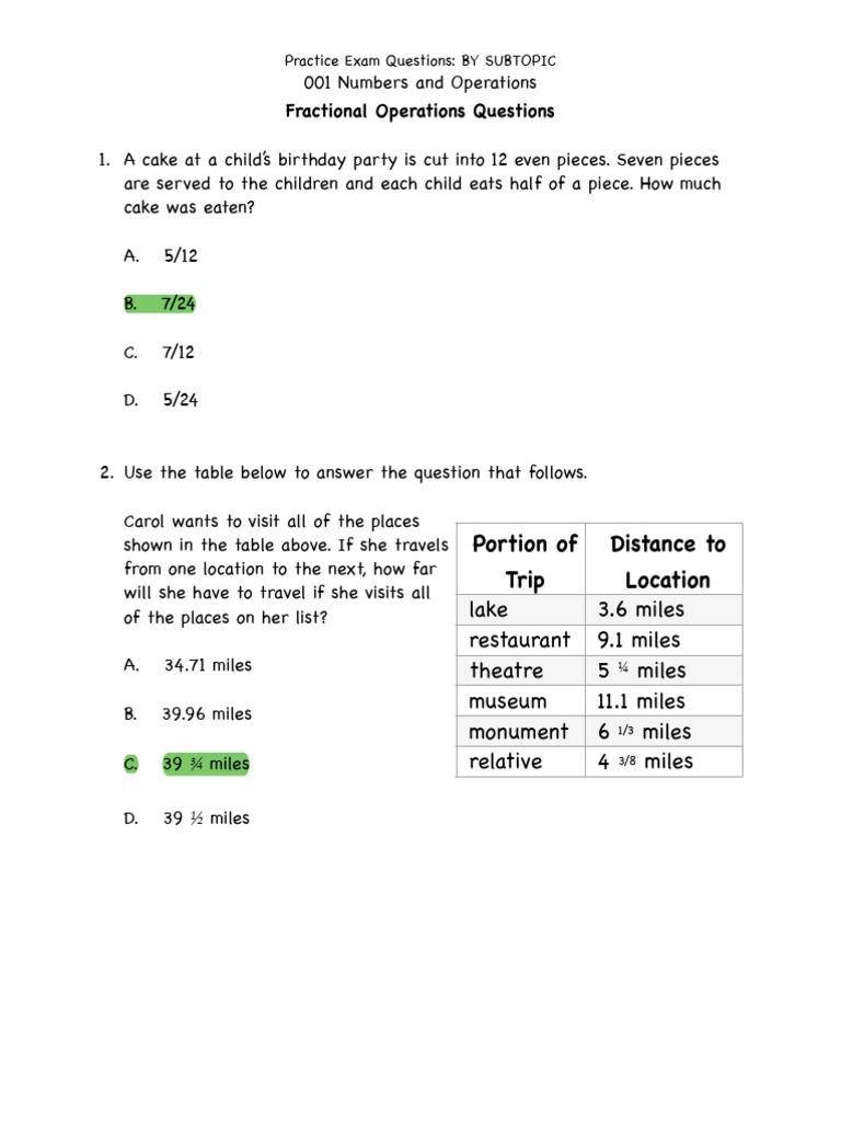 UPDATED - ANSWER KEY - Practice Exam Questions - BY SUBTOPIC | PDF ...