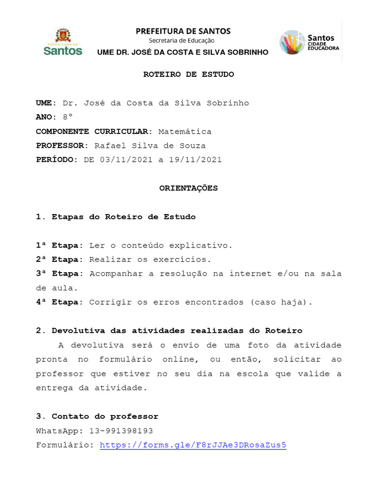Matematica 8o Ano Jcss 03112021 Impressao Pdf Círculo Curva