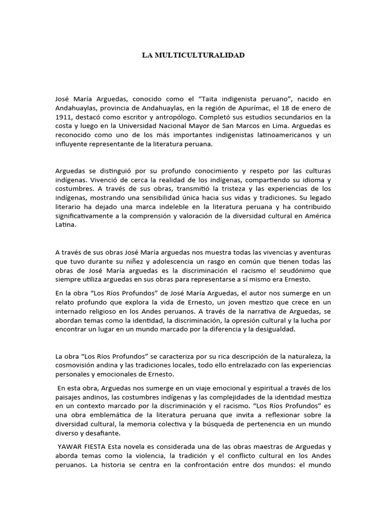 Ensayo Jose Maria Arguedas - Señor de Ccoyllor-Ritty - 5 Kallpa | PDF ...