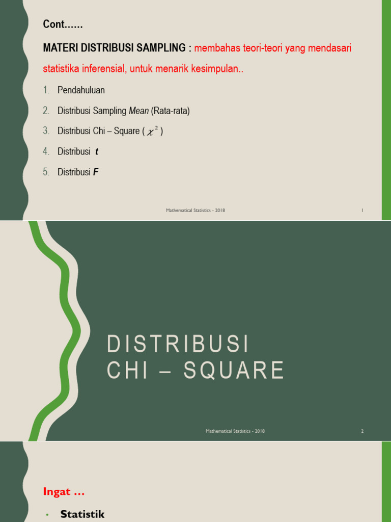3 - Sampling Distributions (2) Chi Square Dist | PDF